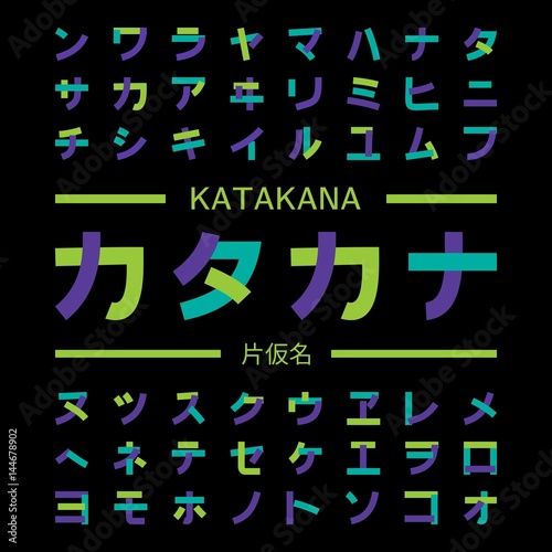 Katakana symbols, Japanese alphabet Stock Vector | Adobe Stock
