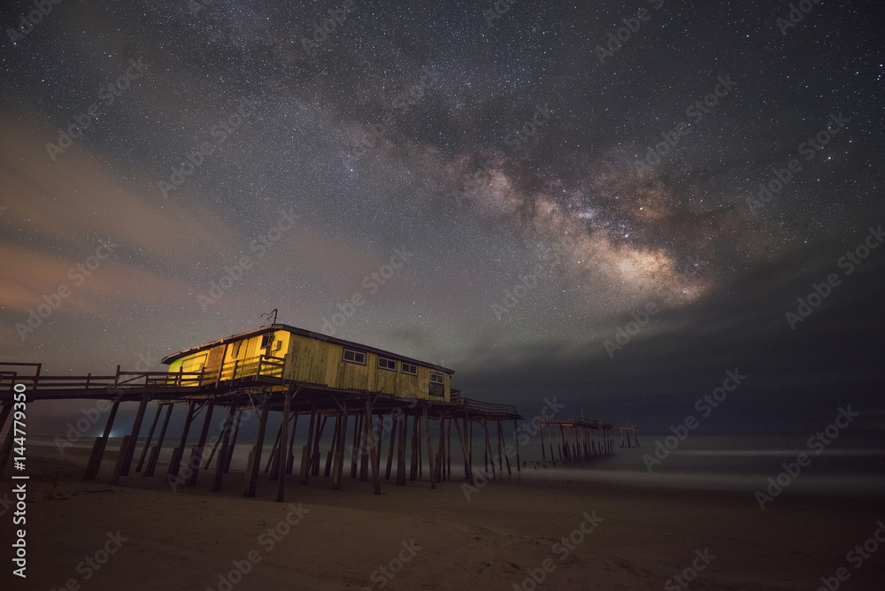 Frisco Pier under the Milky Way Galaxy Stock Photo | Adobe Stock