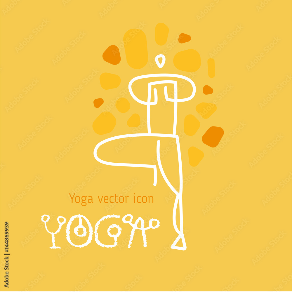 Vector yoga icon, linear logo design, line yoga badge. Graphic design ...