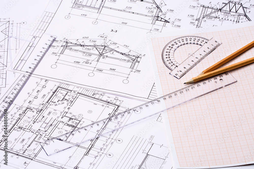 architect drawing paper