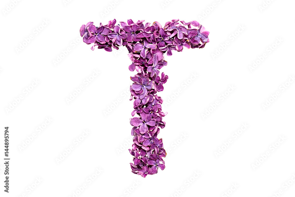 Flower letter lilac or purple color isolated on white background ...