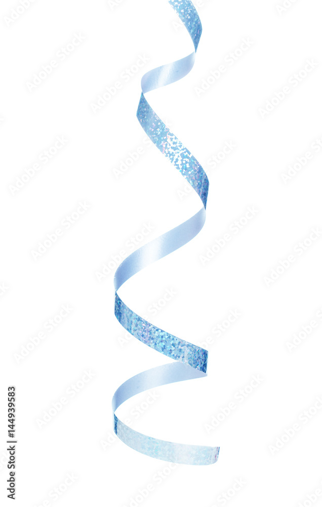 Blue Party streamer isolated on white background. Celebration, festive ...