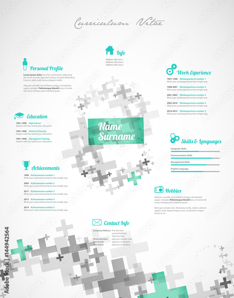 Creative, green color CV / resume template. Stock Vector | Adobe Stock