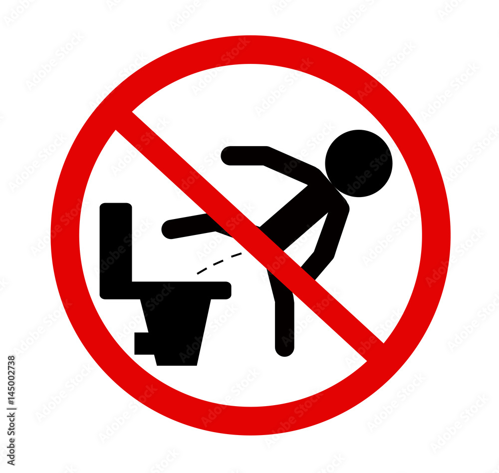 Do not pee outside of the toilet, prohibition sign, vector illustration ...