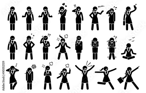 Businesswoman Feelings and Emotions. Artwork depicts business woman ...