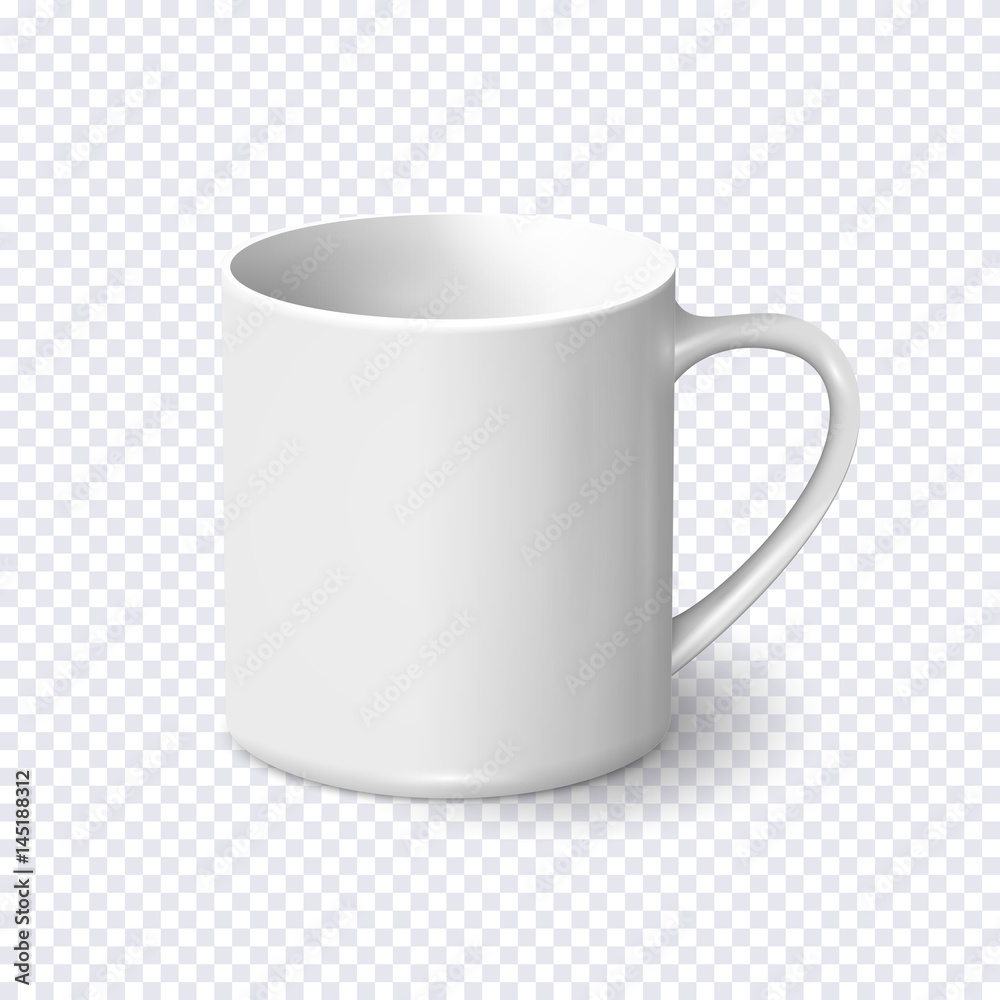 Realistic white coffee mug isolated on transparent background Stock Vector | Adobe Stock