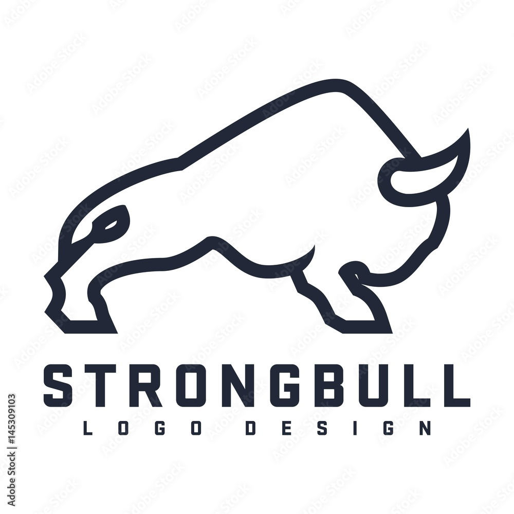 Bull Logo, Black Outline Bull Design Logo Template Stock Vector | Adobe ...