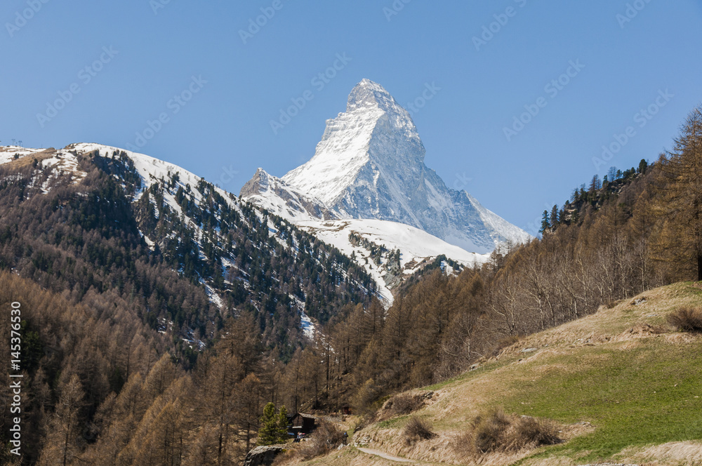 Zermatt, Dorf, Furi, Zmutt, Blatten, Wanderweg, Frühling ...