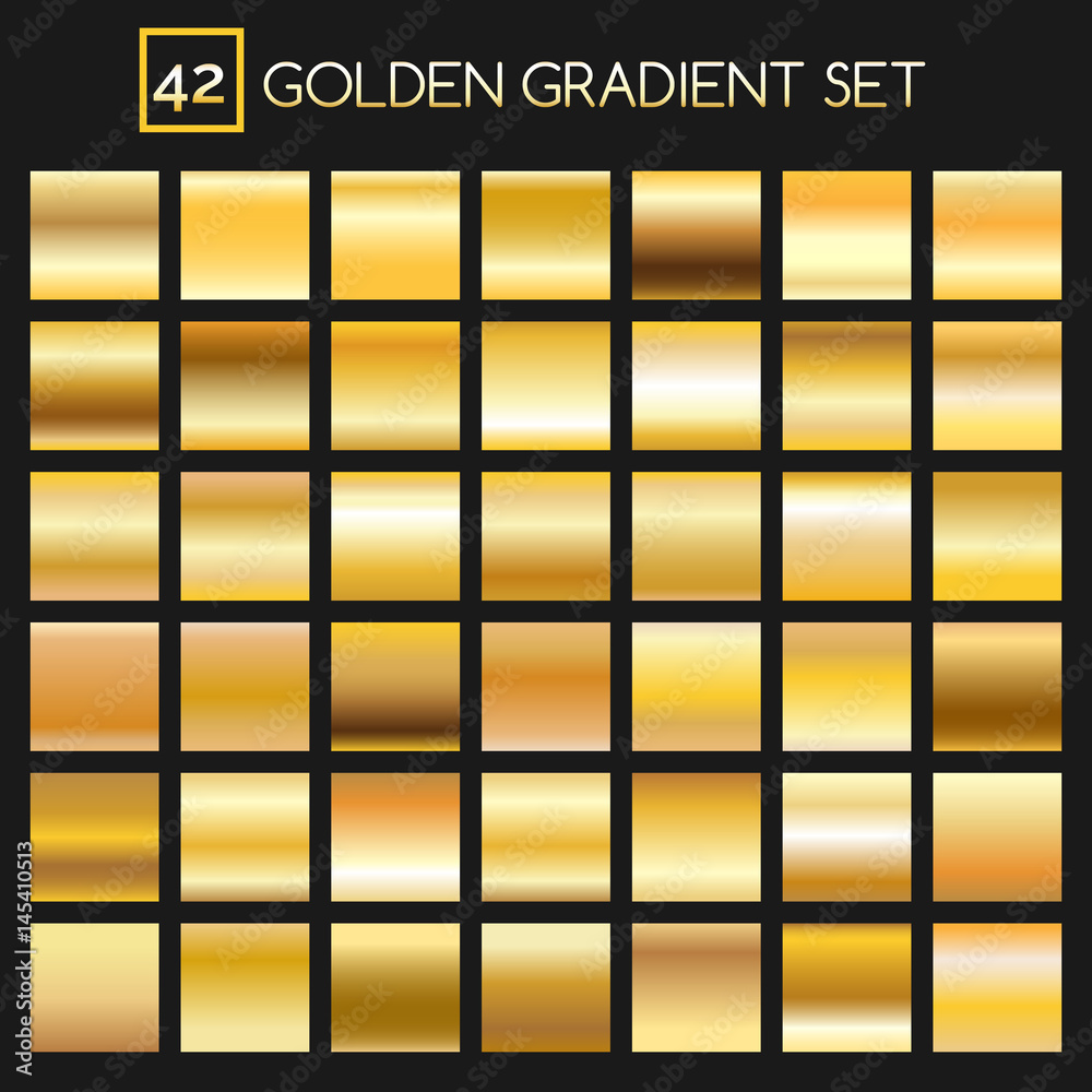 Metal golden gradients. Vector square gold gradient texture collection ...