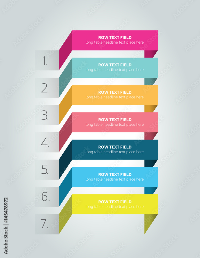 Table, schedule design template with 7 row. Vector banner. Stock Vector ...