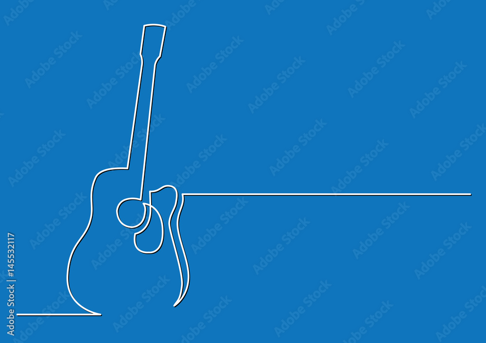 continuous line drawing of acoustic guitar Stock Vector | Adobe Stock