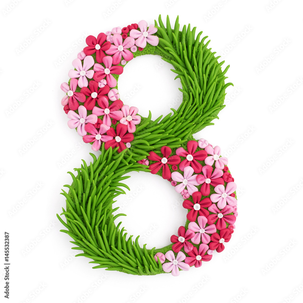 3d Eight number 8 women's day isolated on white background. Cute ...