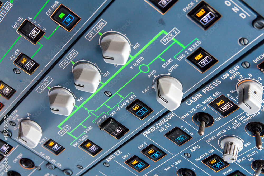 Airbus A320 overhead panel Stock Photo | Adobe Stock