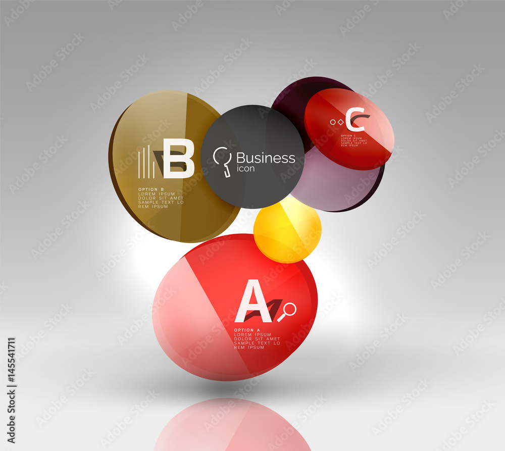 Shiny circles with text in 3d space Stock Vector | Adobe Stock