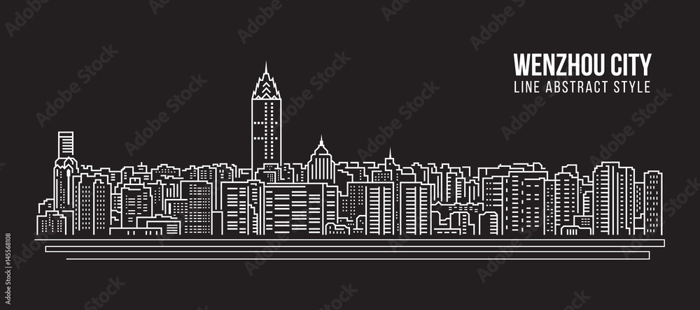 Cityscape Building Line art Vector Illustration design - Wenzhou city ...