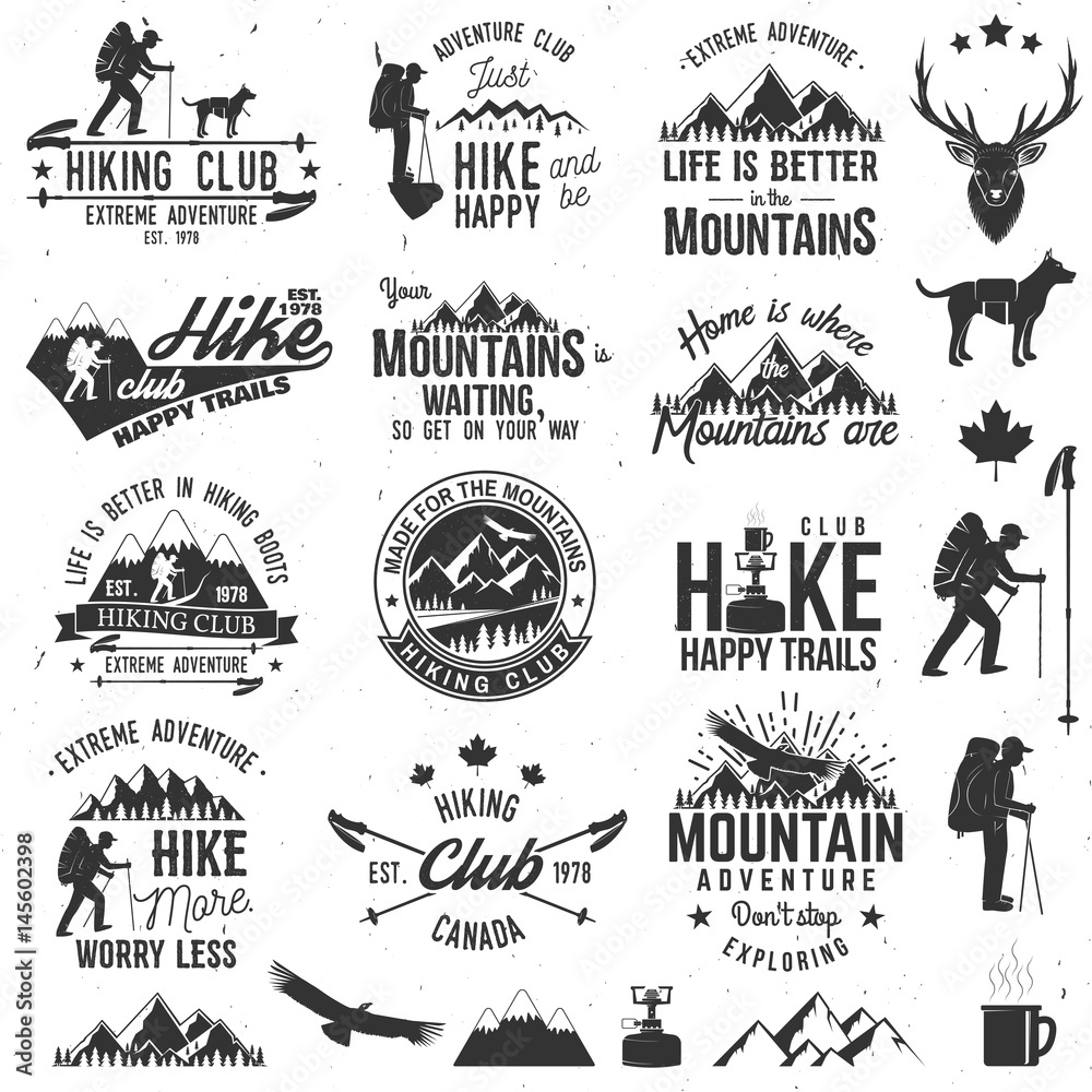 Hiking club badge. Stock Vector | Adobe Stock