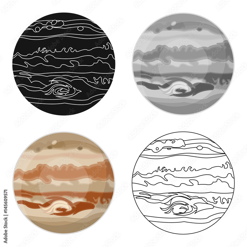 Jupiter icon in cartoon style isolated on white background. Planets ...