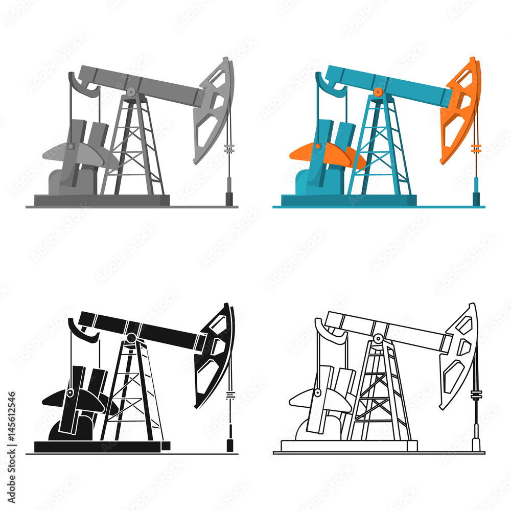 Oil pumpjack icon in cartoon style isolated on white background. Oil ...