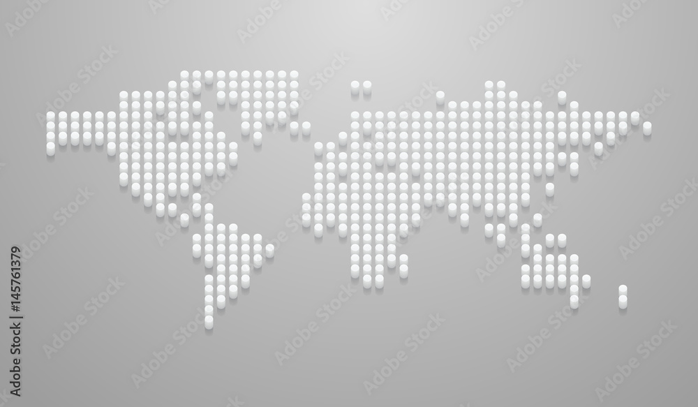 Vector illustration of dotted 3d world map mockup for infographics on ...