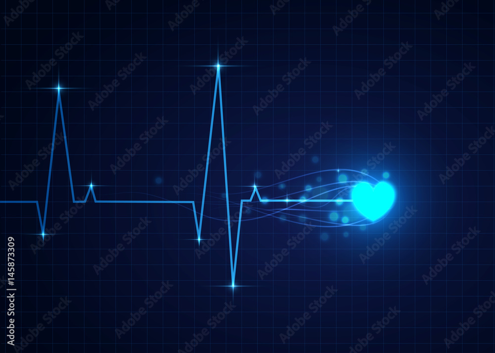 Vector illustration of blue Cardiogram, medical background. Stock ...