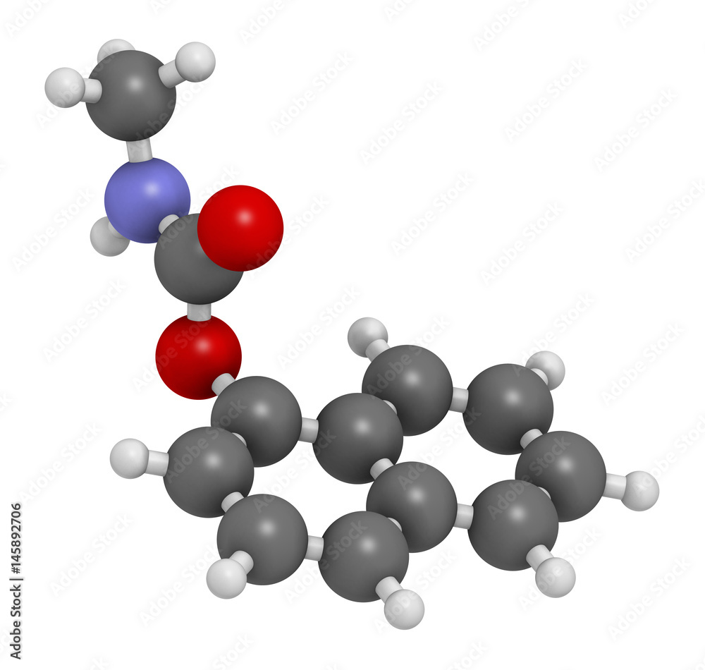 Carbaryl (carbaril) insecticide molecule (carbamate class). 3D ...