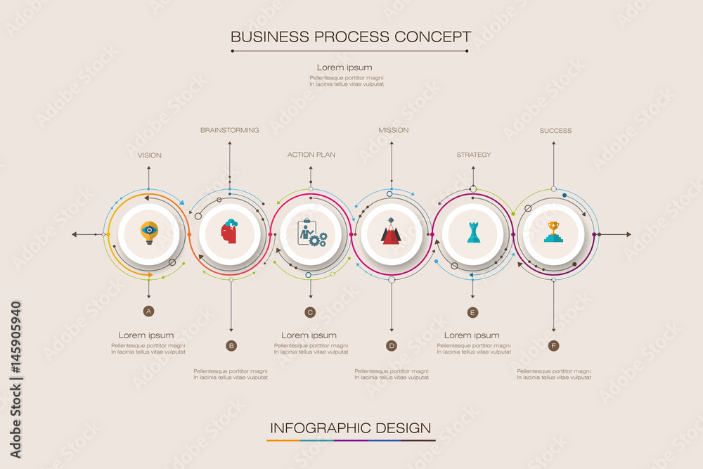 Vector infographics timeline design template with label design and 6 options or steps. Can be ...