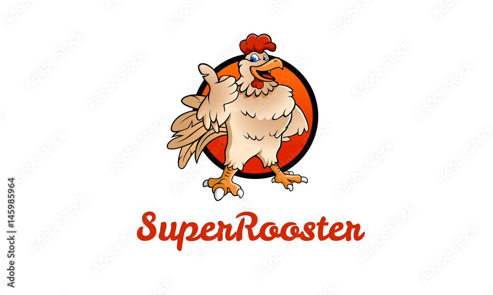 Super Rooster Logo Cartoon Character. A happy funny Cartoon Super ...