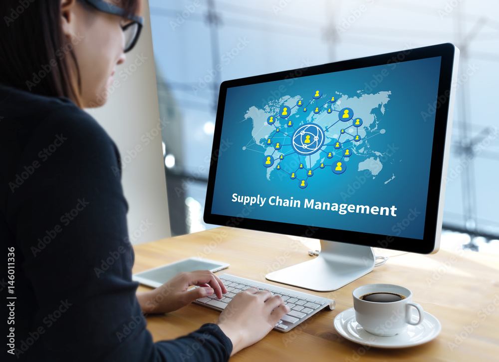 SCM Supply Chain Management concept Modern people doing business ...