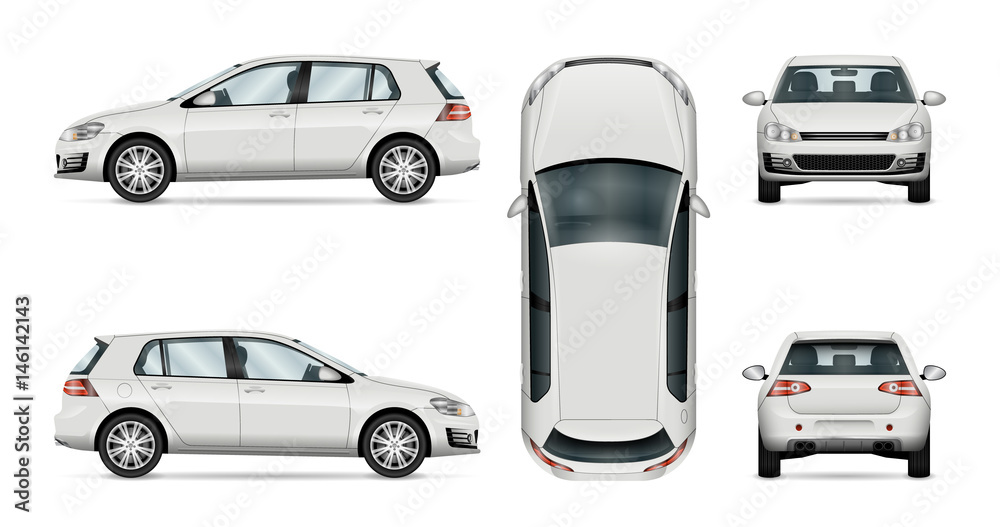 Car vector template on white background. Hatchback isolated. All layers ...
