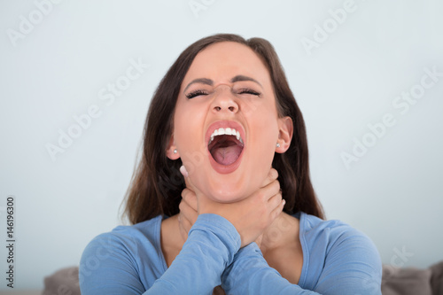 Woman Choking Can't Breath - Buy this stock photo and explore similar ...