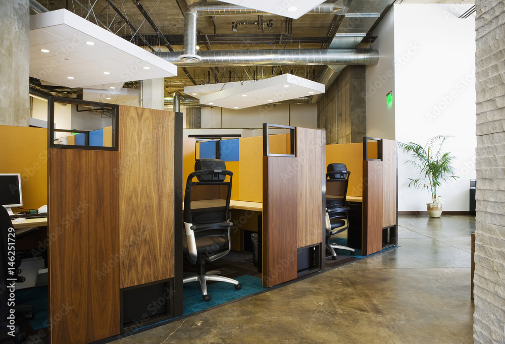 Interior of modern office cubicles Stock Photo | Adobe Stock