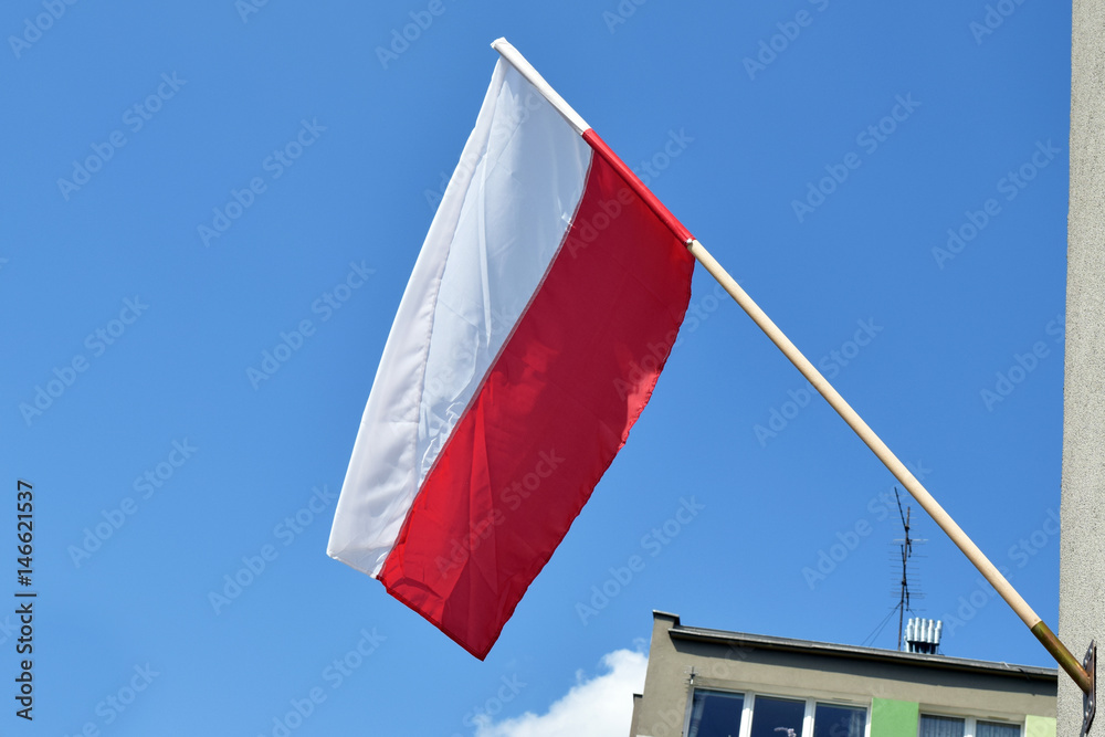 Flaga Polski. Polski symbol narodowy. Dzień flagi RP. Stock Photo ...