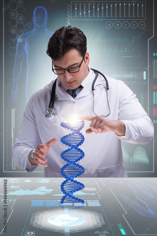 Young studentresearcher studying dna structure Stock Photo | Adobe Stock