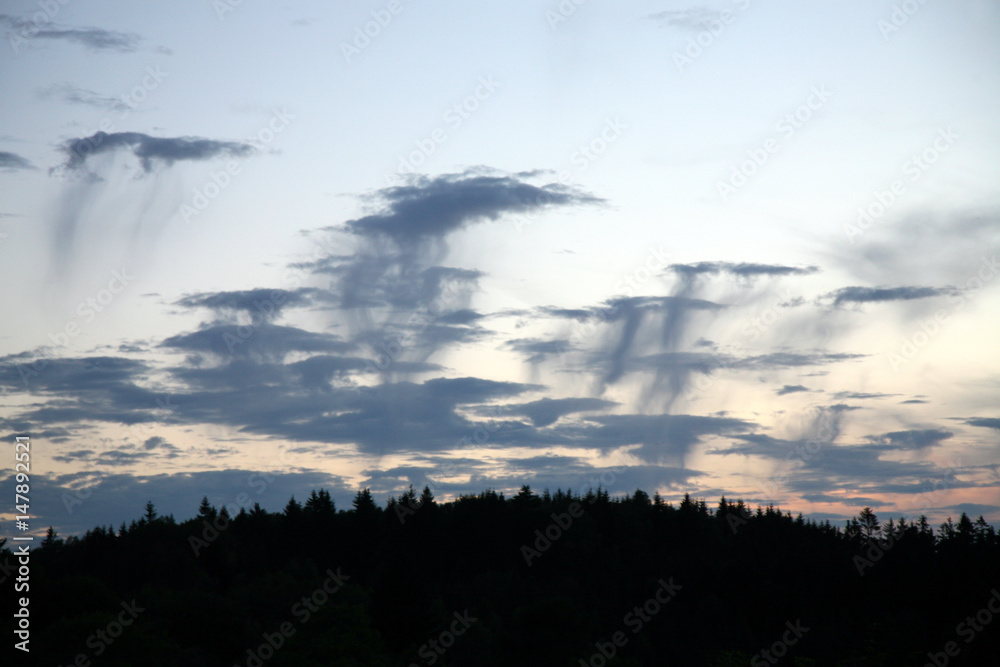 Cloudscape with Altocumulus floccus virga clouds, Altocumulus middle ...