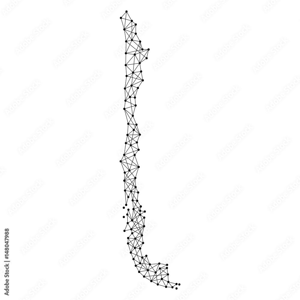 Map of Chile from polygonal black lines and dots of vector illustration ...