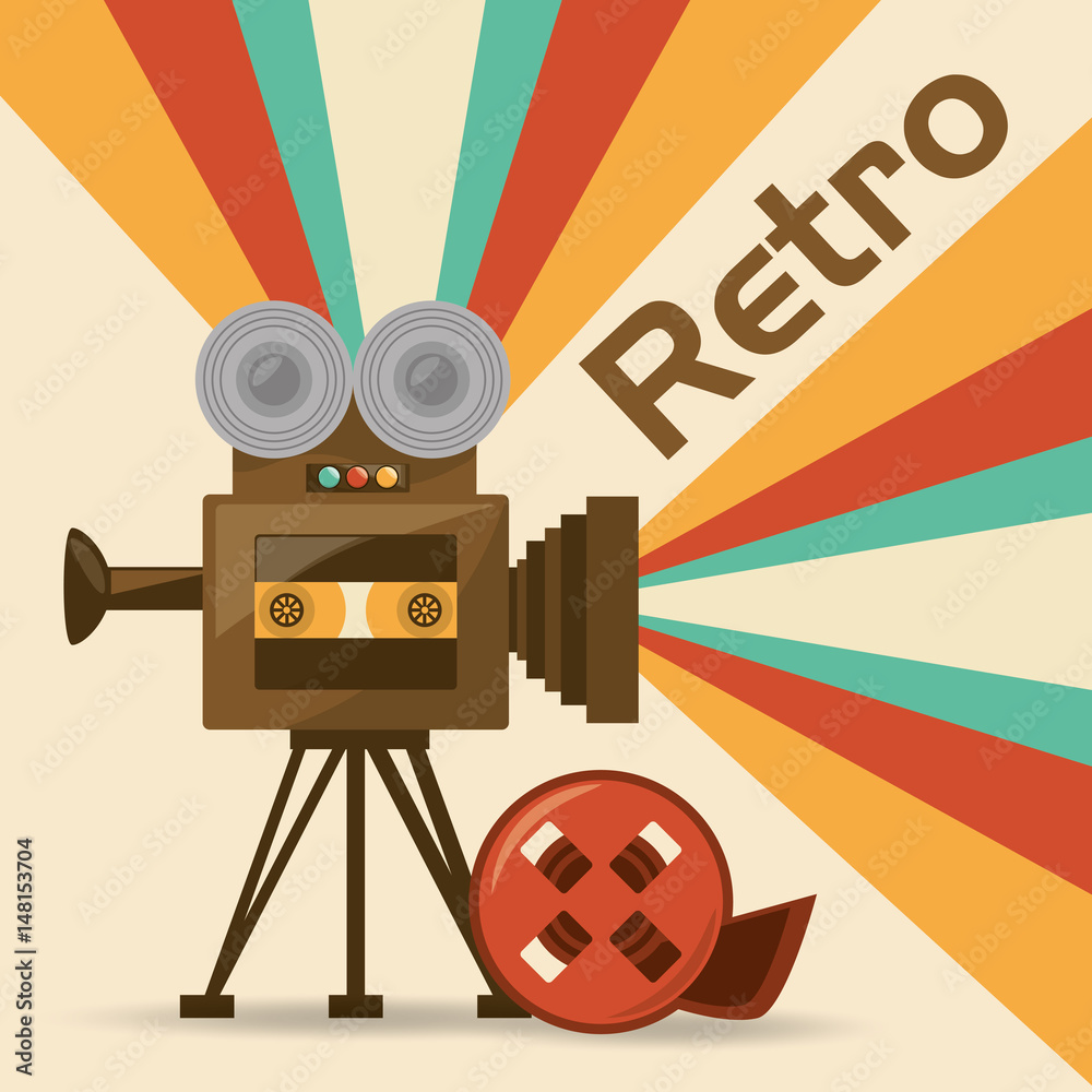 retro video camera short film, vector illustration Stock Vector | Adobe ...