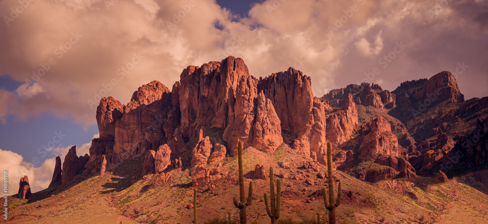 Wild West Landscape Sunset Arizona Desert Wild West Landscape Stock