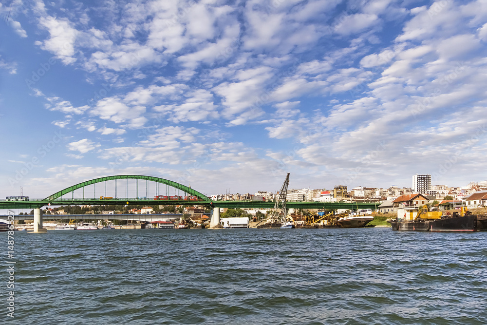 Stock-Foto „Sava River with Branko's Bridge, Old Sava's Bridge ...