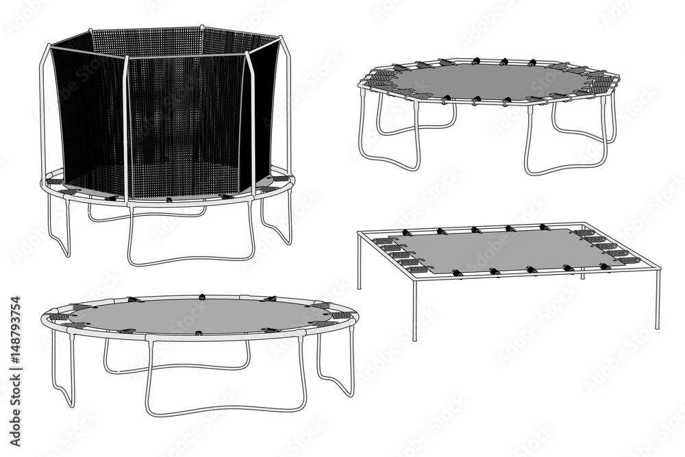 2d cartoon illustration of trampoline Stock Illustration | Adobe Stock