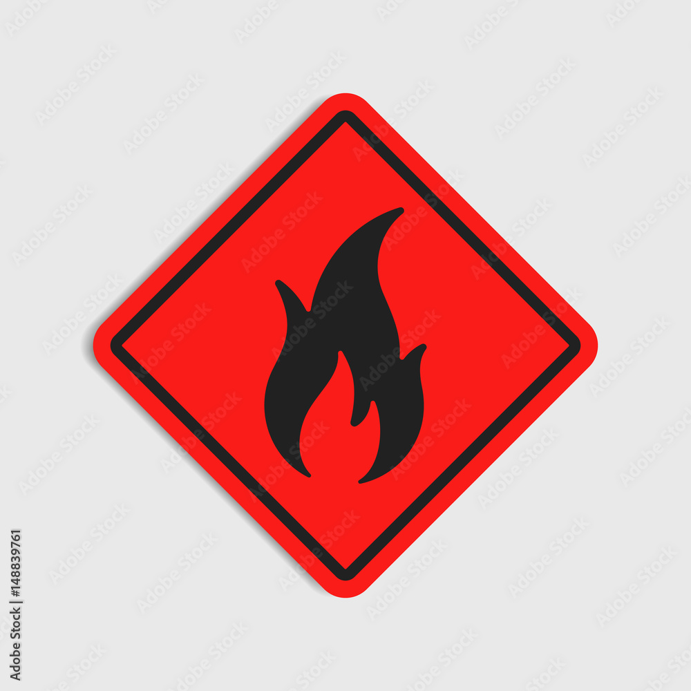 Image vectorielle Stock Hazard warning sign. Flammeble. Fire in red ...