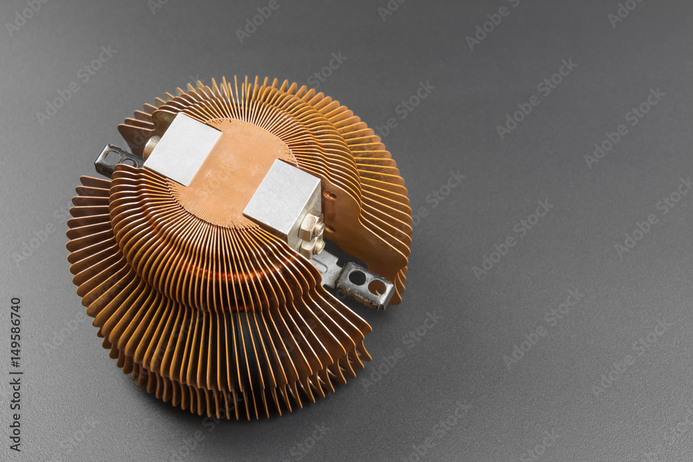 old heatsink made from copper and aluminium, cooling system for the cpu ...