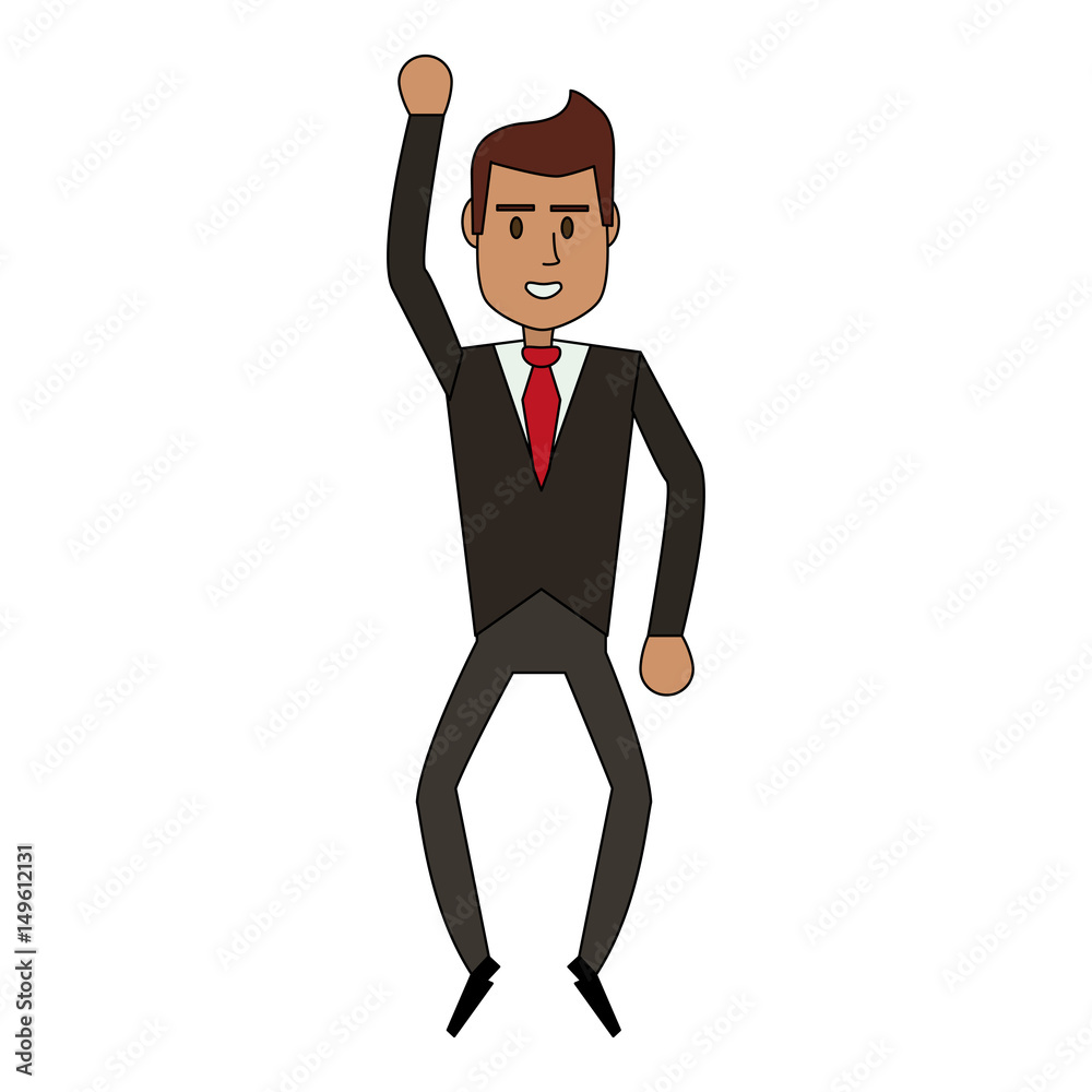 color image cartoon full body executive man with formal suit vector ...