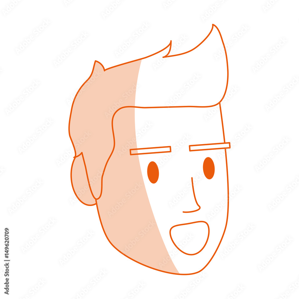 red silhouette shading image cartoon side view face man with hairstyle ...