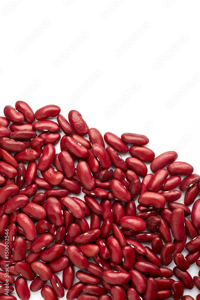 red kidney bean isolated on white background. Red kidney bean texture background. A large bean ...