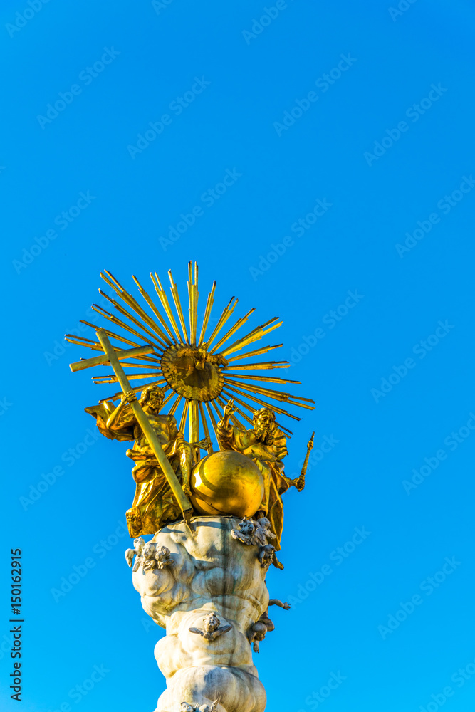 Baroque Trinity Column (or Plague Column) in the middle of Hauptplatz ...