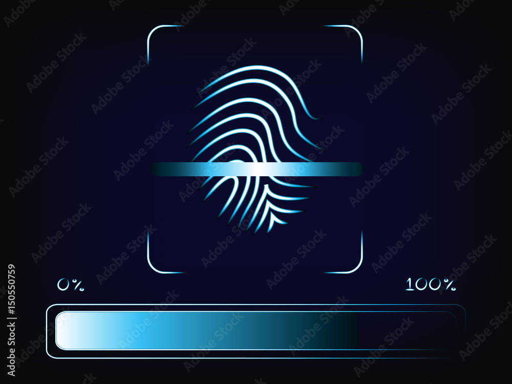 finger scanner with progress bar loading Stock Vector | Adobe Stock