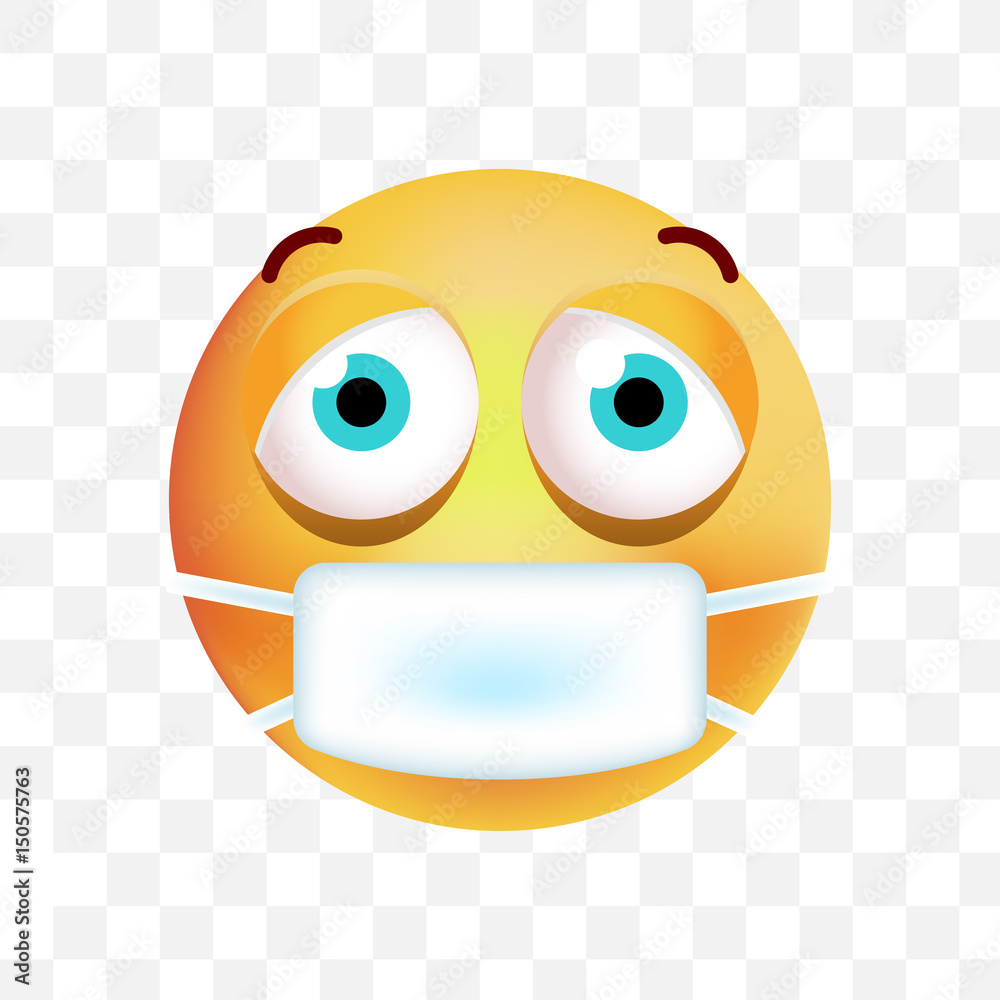 Cute Sick Emoticon on White Background. Isolated Vector Illustration ...