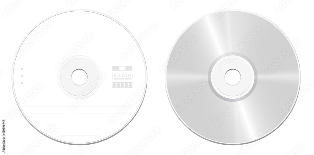 CD or DVD standard model - front and back view - realistic illustrated ...