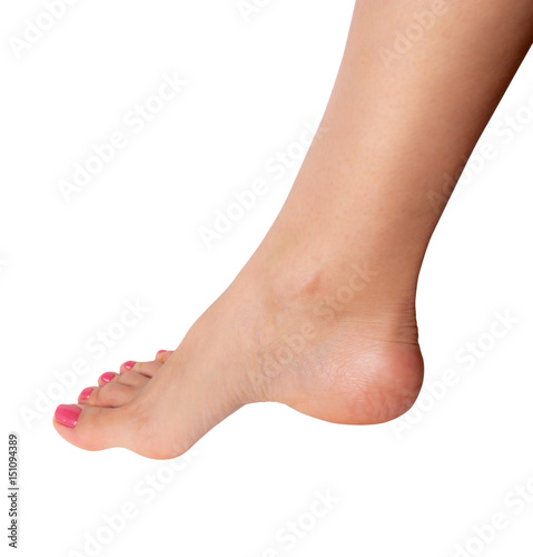 Beautiful feet with perfect spa nail pedicure on white background Stock ...