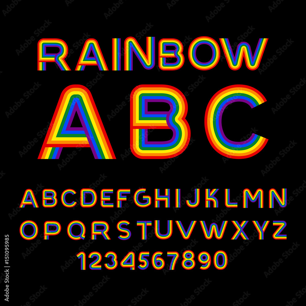 เวกเตอร์ Stock Rainbow font. LGBT letters. ABC for Symbol of gays and ...